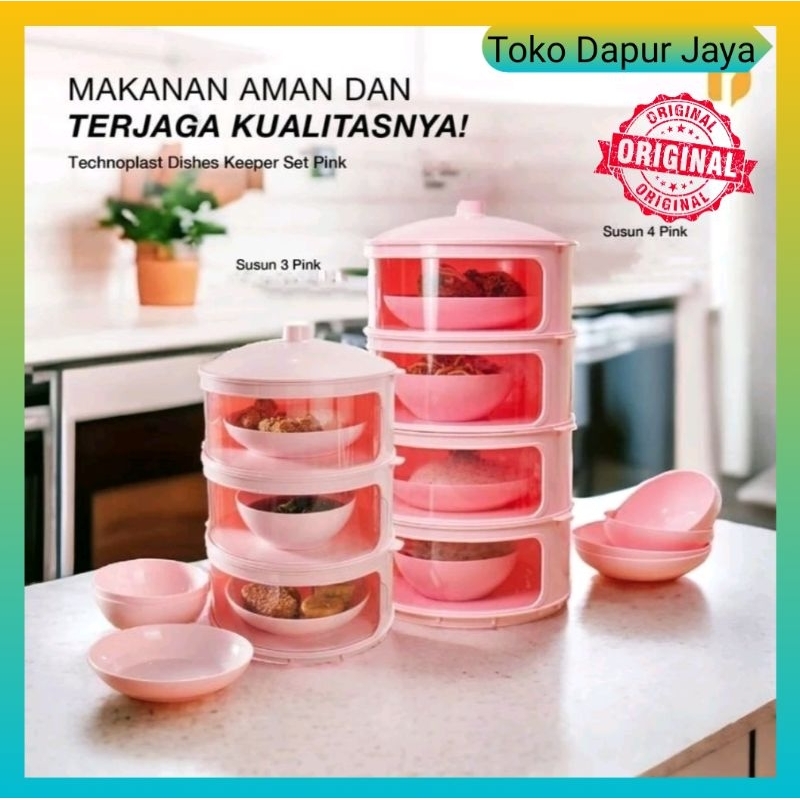 Jual Technoplast Dishes Keeper Set 3 dan 4 Susun Tudung Saji Tingkat ...