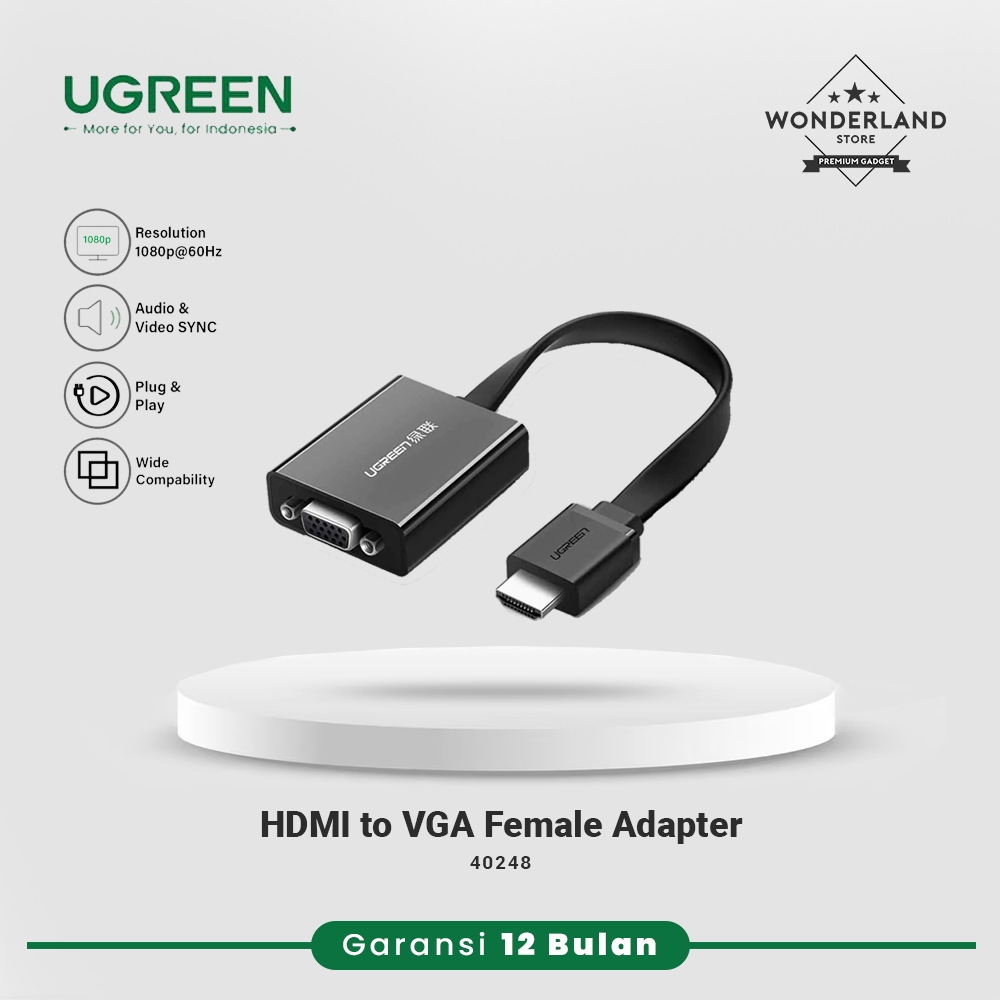 Jual Ugreen Adapter Converter HDMI to VGA Adapter Laptop TV Projector Audio - Wonderland Store ...