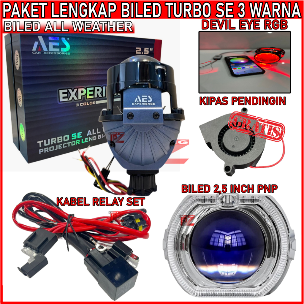 Jual PAKETAN LENGAKP PNP BILED TURBO SE ALL WEATHER 3 WARNA 55 WATT ...