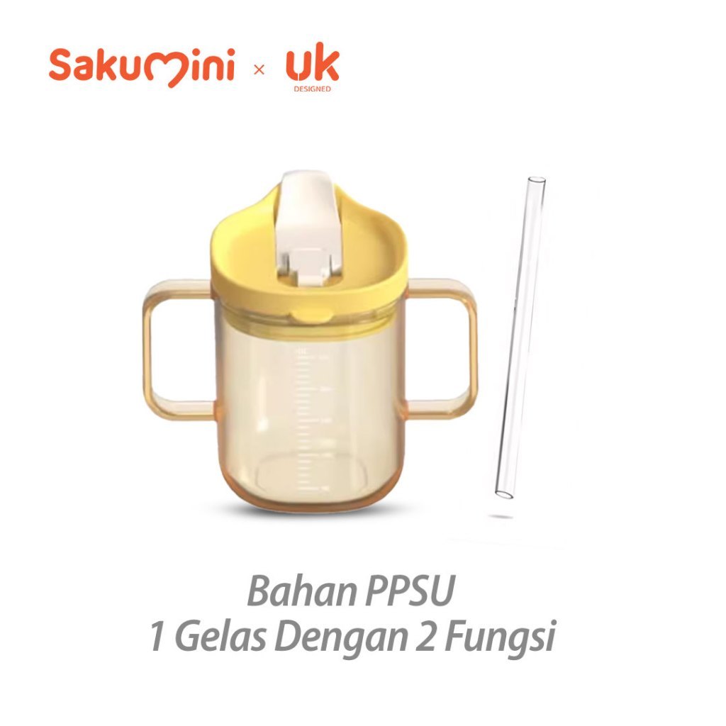 Jual SAKUMINI Milky Sippy Cup 2in1 PPSU Training Duckbill Straw Cup Gelas Minum Sedotan Anak ...