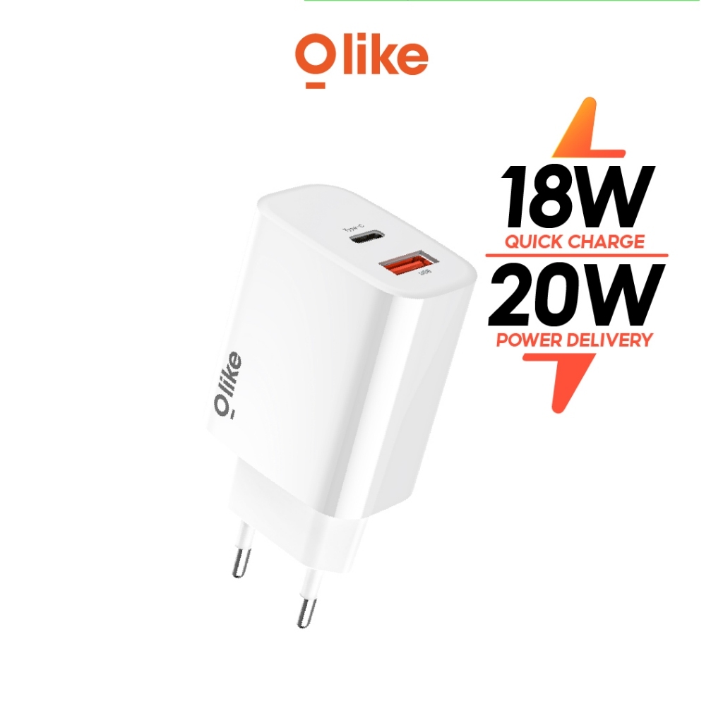 Jual OLIKE C400 ADAPTER FAST CHARGING DUAL PORT USB+C 1C18W PD20W ...
