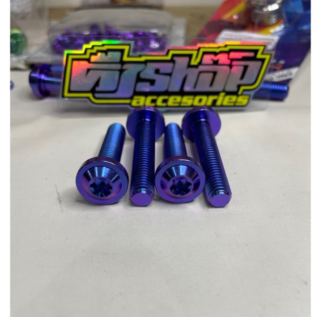 Jual Baut probolt titanium m8x40 big head drat 12 1pcs blue purple 8 x ...