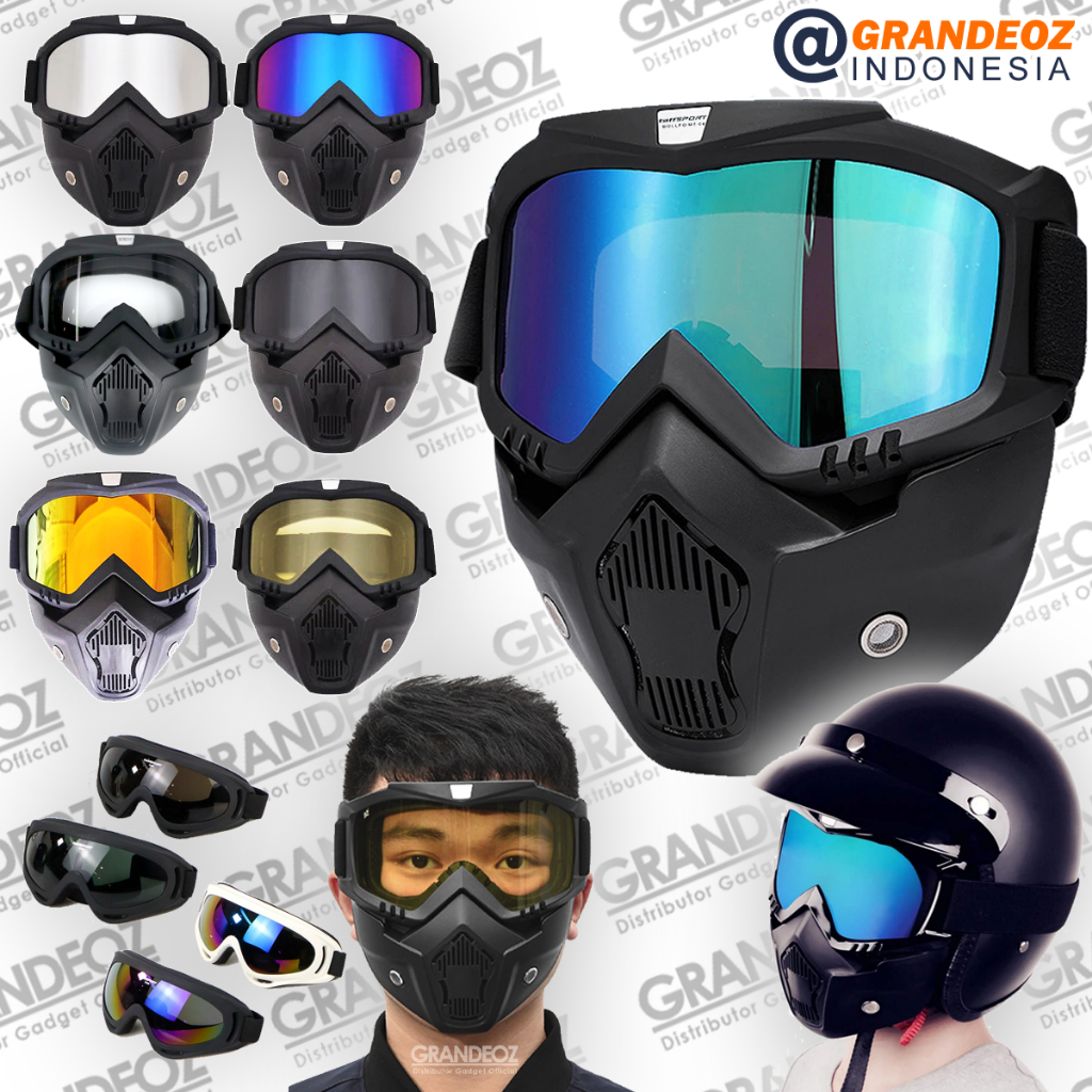 Jual PROMO BOLLFO Goggles Kacamata + Masker Goggle Mask Helm Motor ...