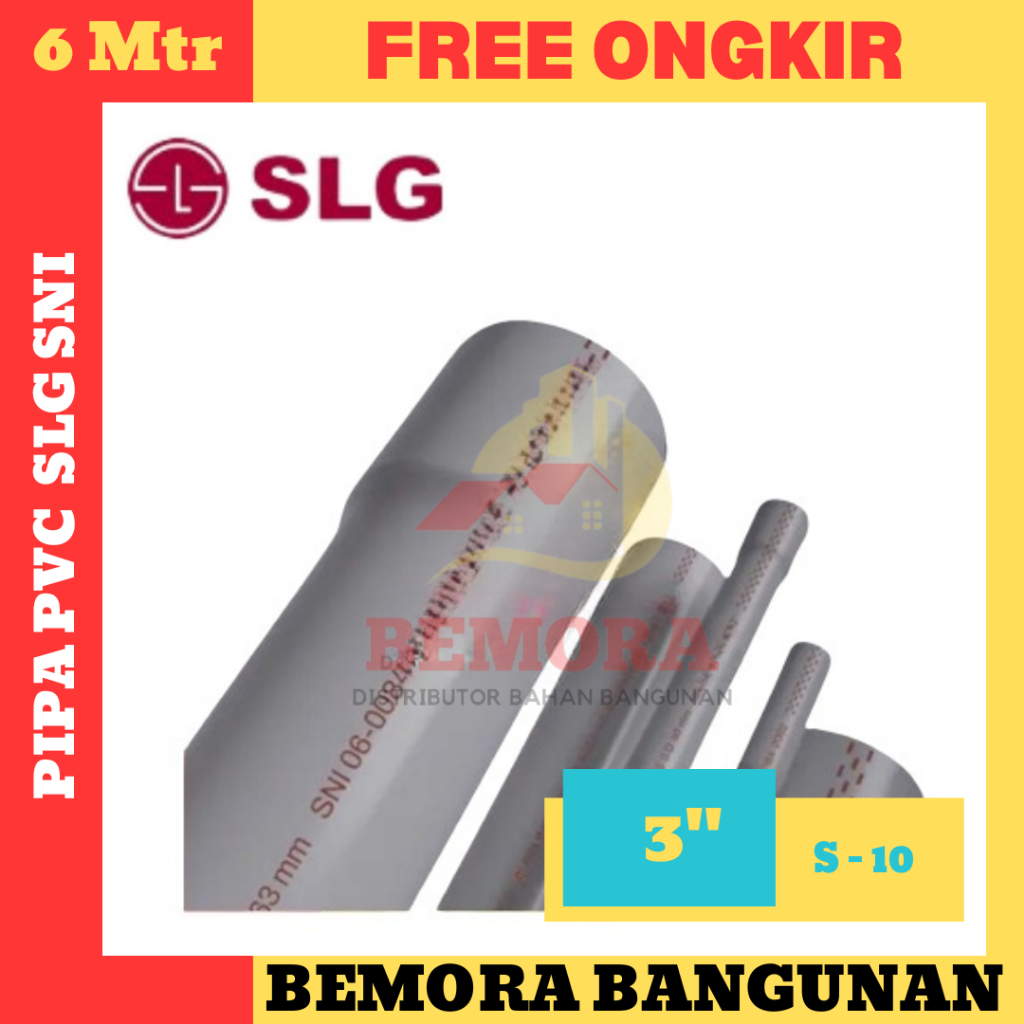 Jual Pipa pvc SLG sni S-10 / 3 inch panjang 6 meter (free ongkir ...