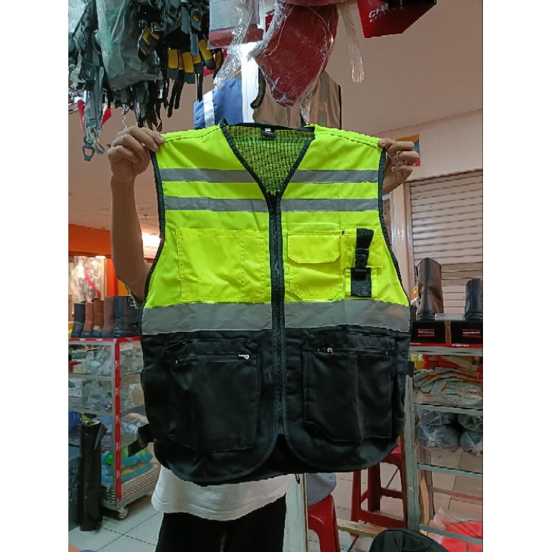 Jual ROMPI SAFETY KOMBINASI / SAFETY VEST HIJAU STABILLO KOMBINASI ...