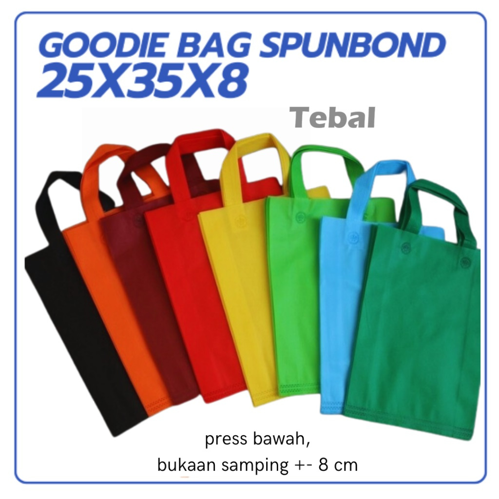 Jual BN - Goodie bag spunbond 25x35x8 cm tas kain kantong belanja tas souvenir ultah tote bag ...
