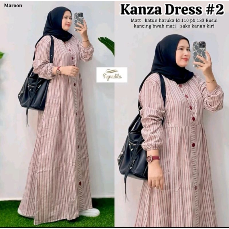 Jual KANZA DRESS#2/KANZA#3/ KANZA#8 BAHAN KATUN HARUKA MOTIF SALUR KOTAK TERBARU | Shopee Indonesia