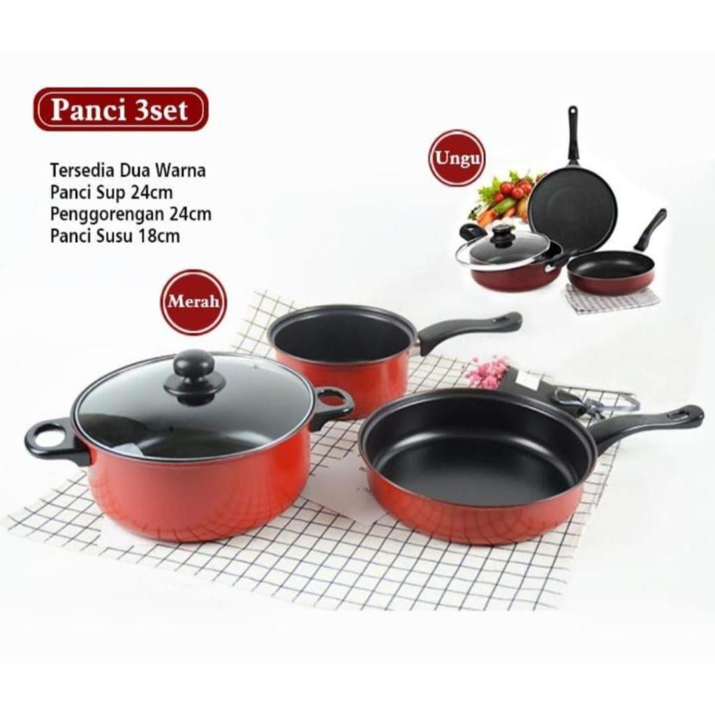 Jual ( MY ACC ) Panci Set 3in1 / Panci Teflon Wajan 3 IN 1 / Panci Set Anti Lengket | Shopee ...