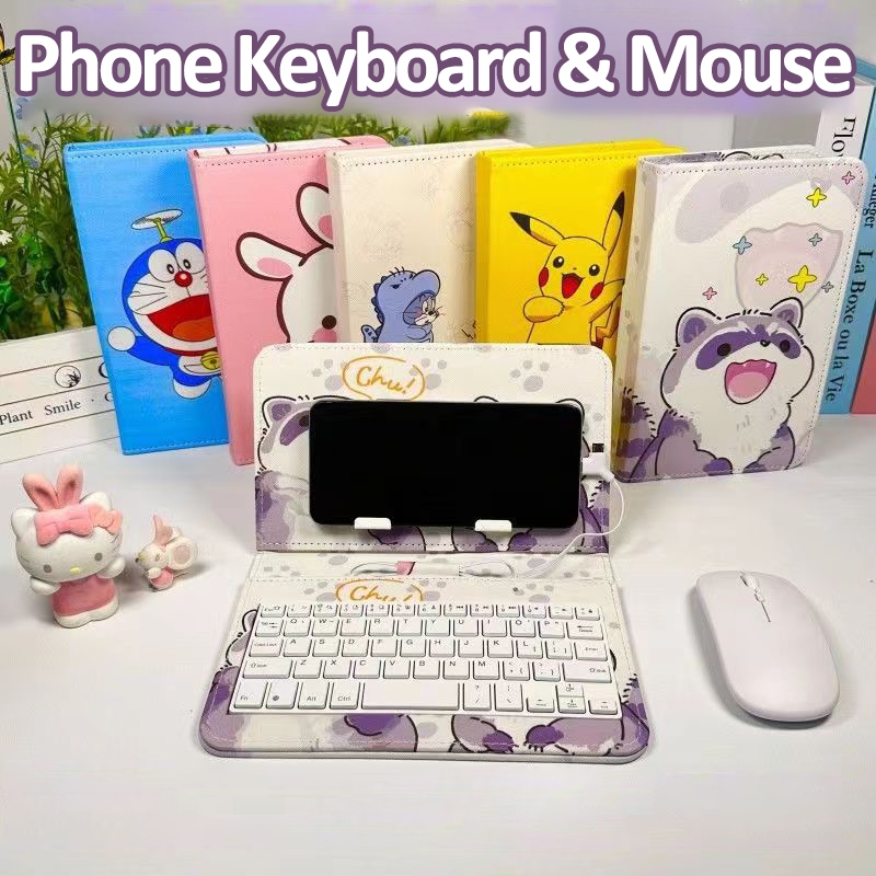 Jual Portable Keyboard dan mouse untuk hp Android dengan Lucu PU Kulit ...