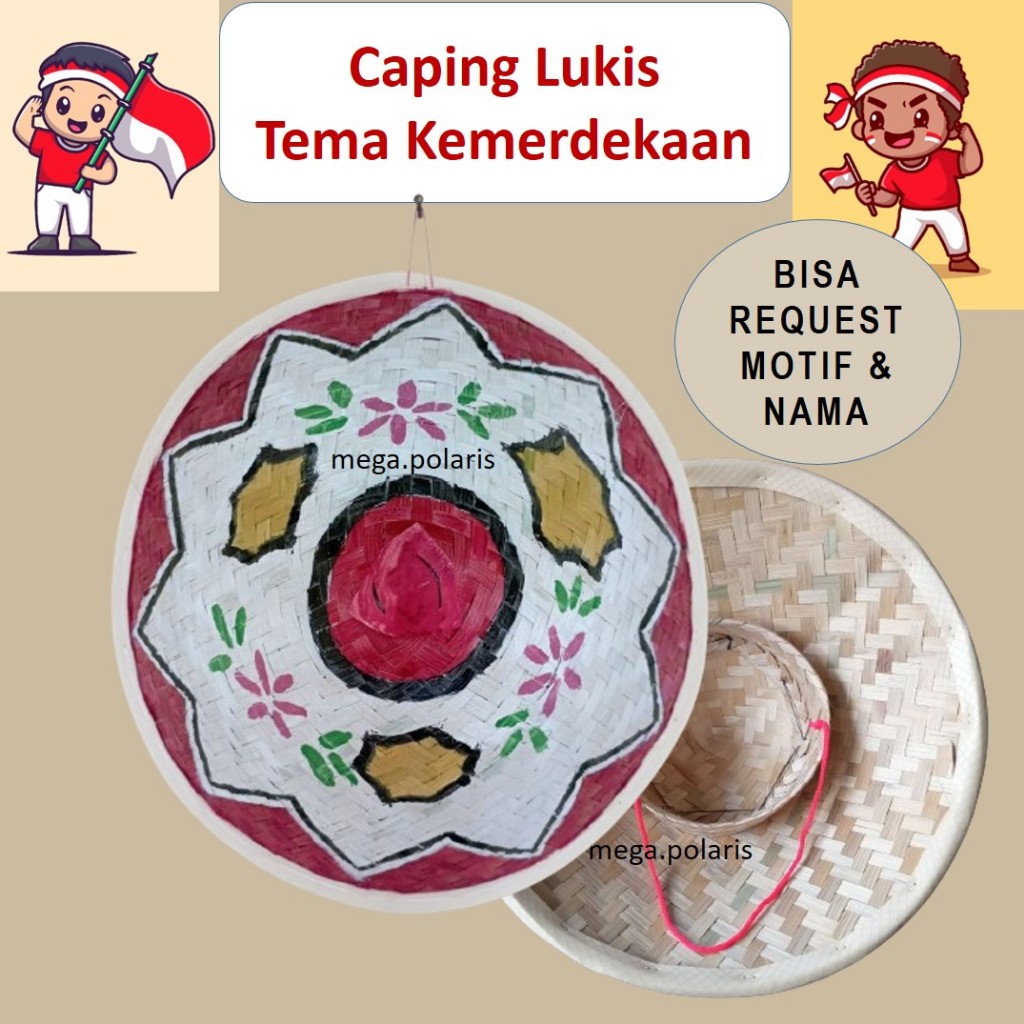 Jual Topi Caping 17 Agustus Dewasa, Caping Bambu Merah Putih Anak ...