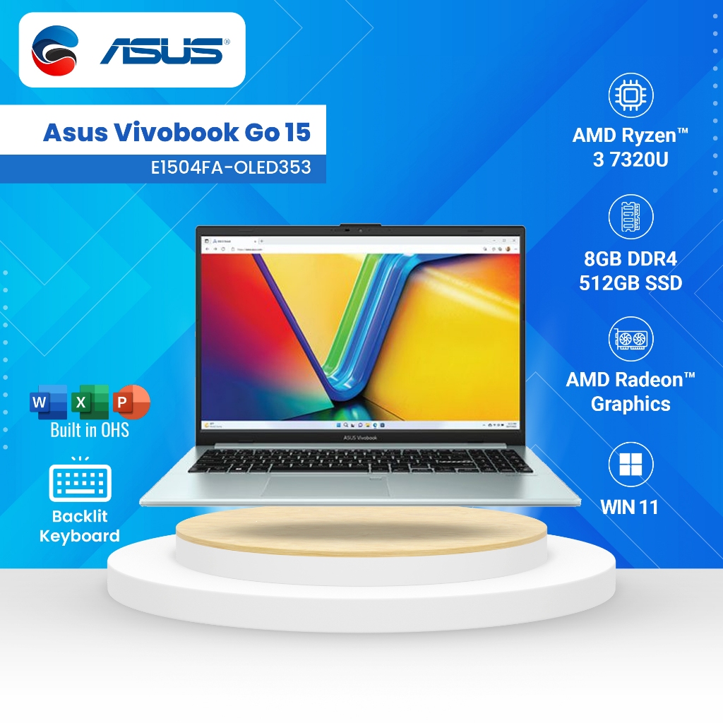 Jual ASUS Laptop Vivobook Go 15 E1504FA OLED353 AMD Ryzen R3 7320U 8GB ...