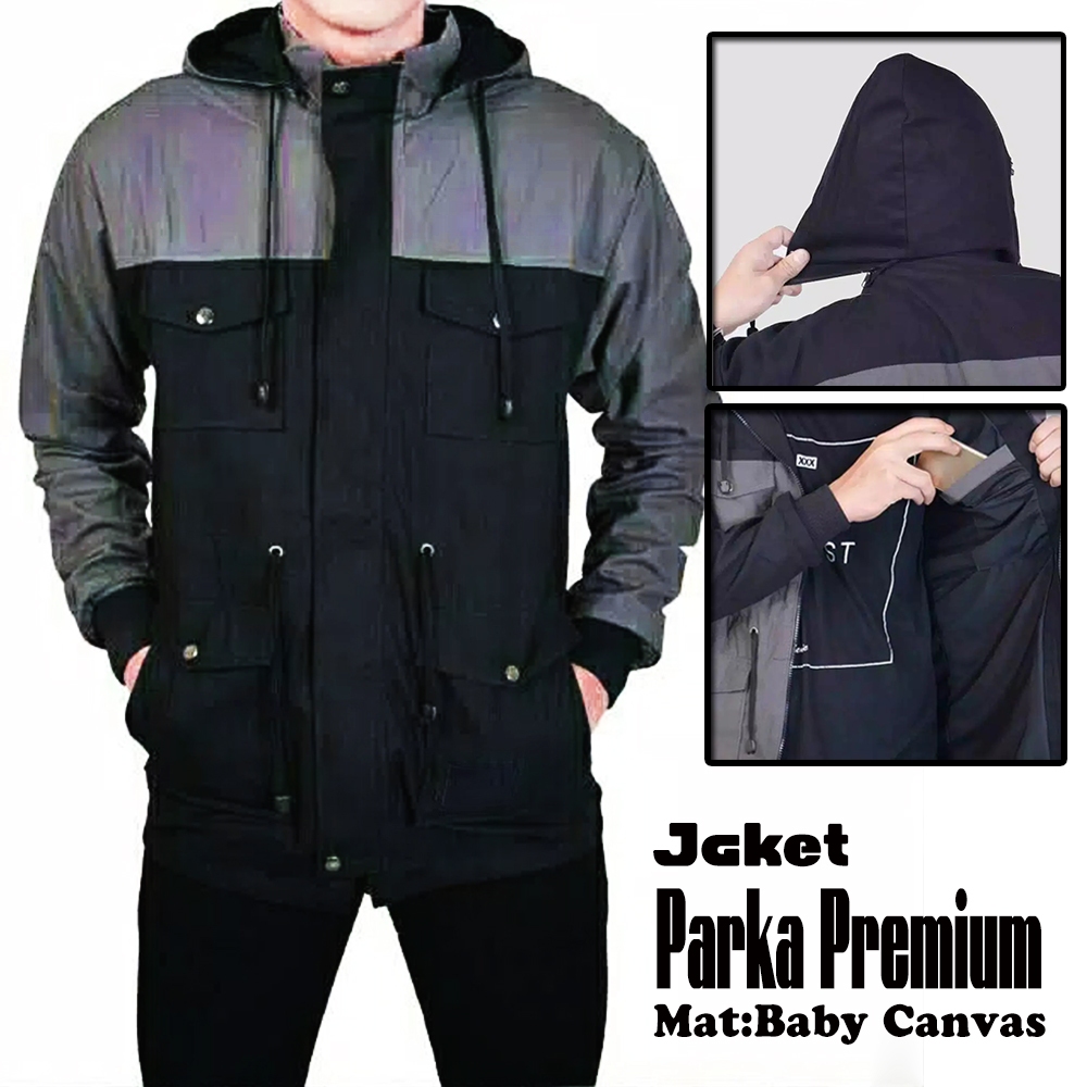Jual Jaket Pria Keren Parka Kombinasi Bahan Canvas Cocok Di Segala ...