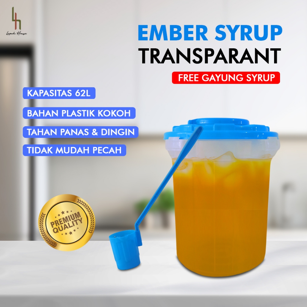 Jual Ember Syrup Plastik Transparan 62 Liter Free Gayung Syrup / Ember ...