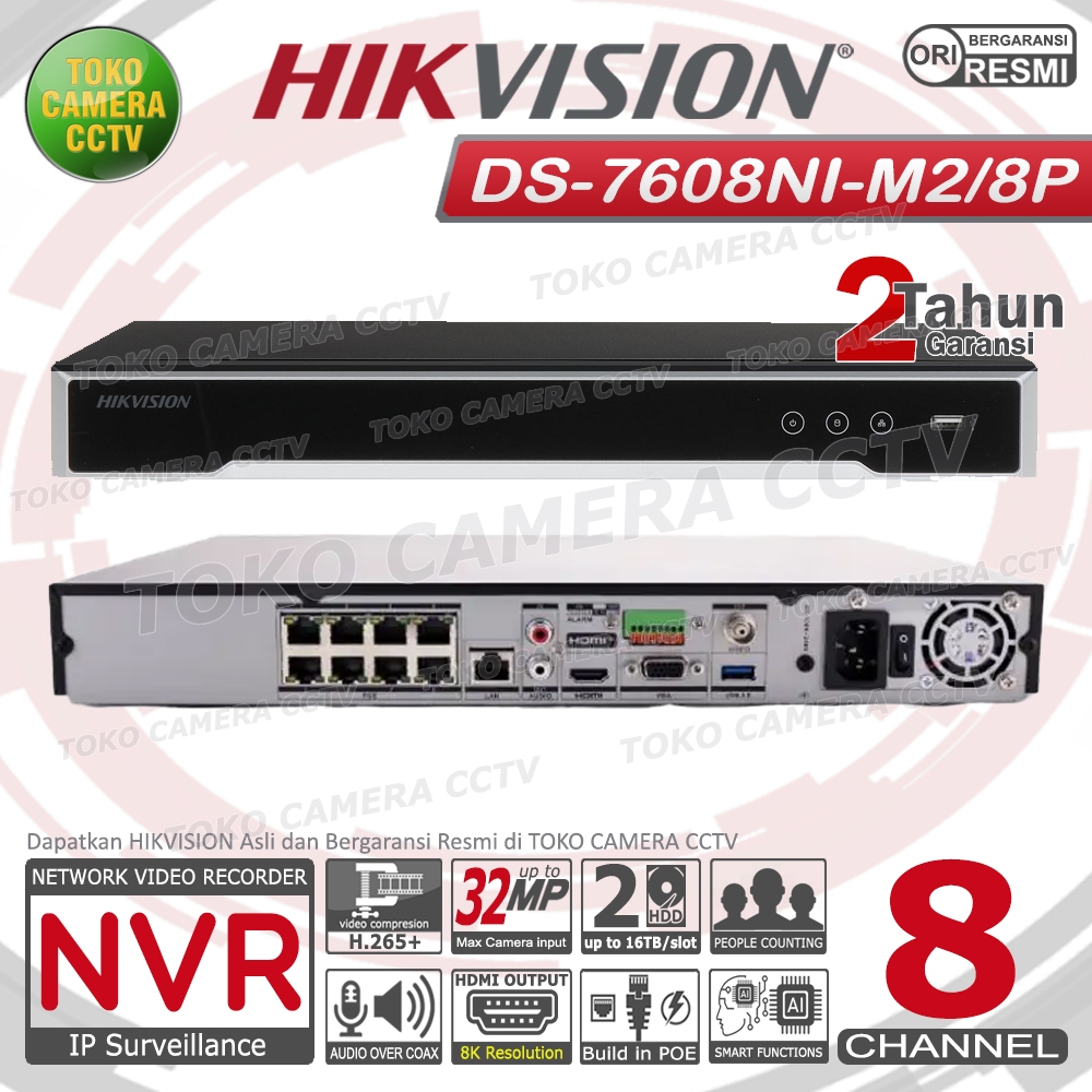 Jual NVR HIKVISION 8 CHANNEL DS-7608NI-M2-8P NVR 8CH POE HIKVISION ...
