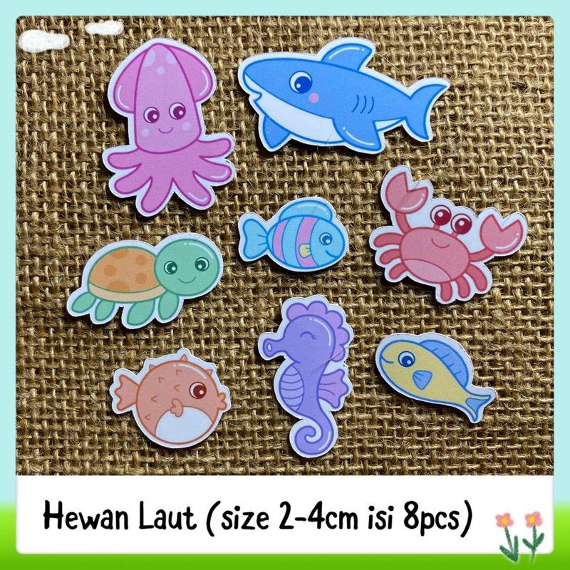 Jual 8pcs sticker tempelan hewan laut / binatang air / ikan | Shopee ...