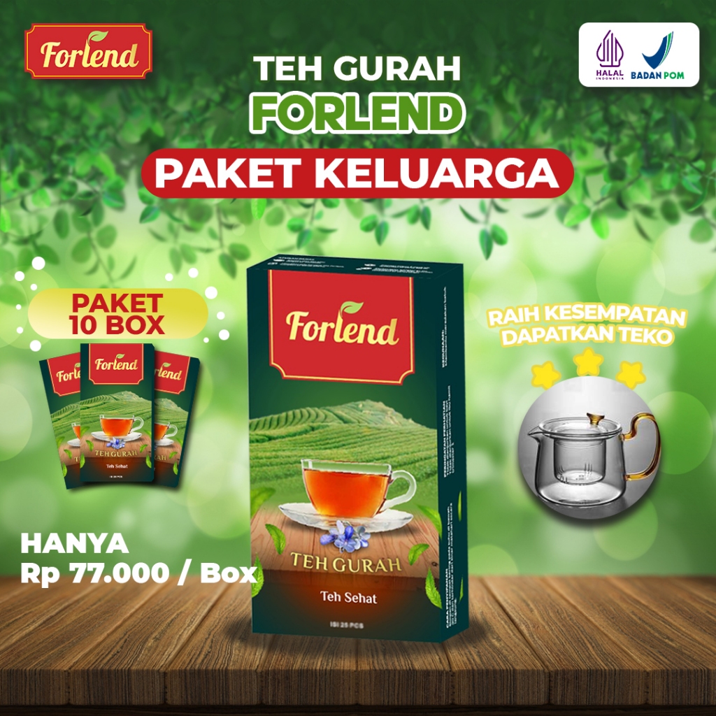 Jual FORLEND Teh Gurah Herbal Alami Untuk Lendir, Dahak dan Detoks HALAL BPOM PAKET 10 BOX (FREE ...
