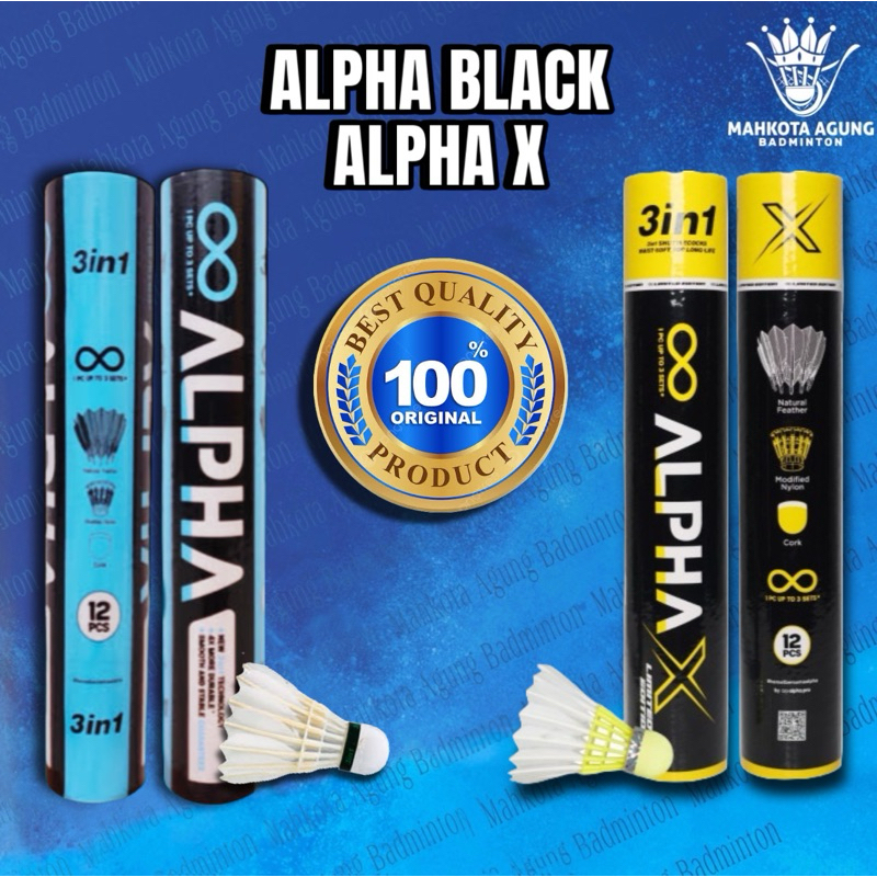Jual SHUTTLECOCK COCK badminton bulutangkis ALPHA black dan X 3 in 1 ...