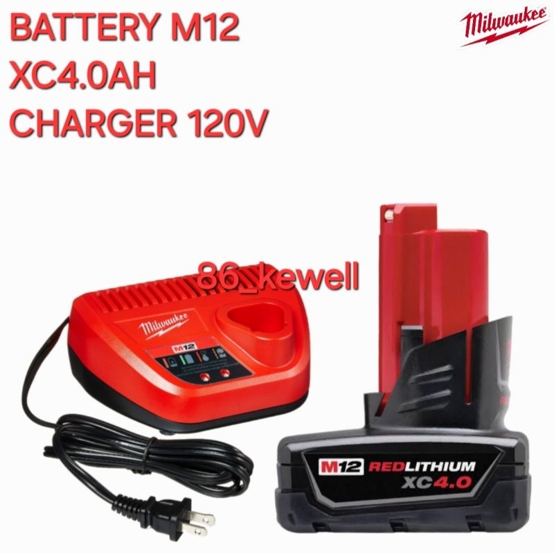 Jual MILWAUKEE M12 charger+battray 4.0ah ORIGINAL | Shopee Indonesia