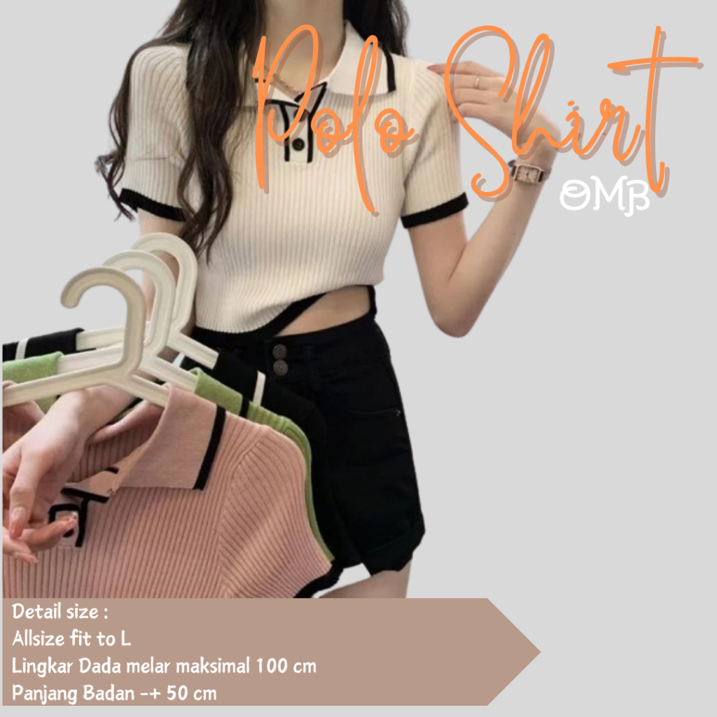 Jual Kerah Tshirt Polo Crop Top Rajutan Harajuku Pakaian Crop Wanita T-shirt Putih Solid Lengan ...