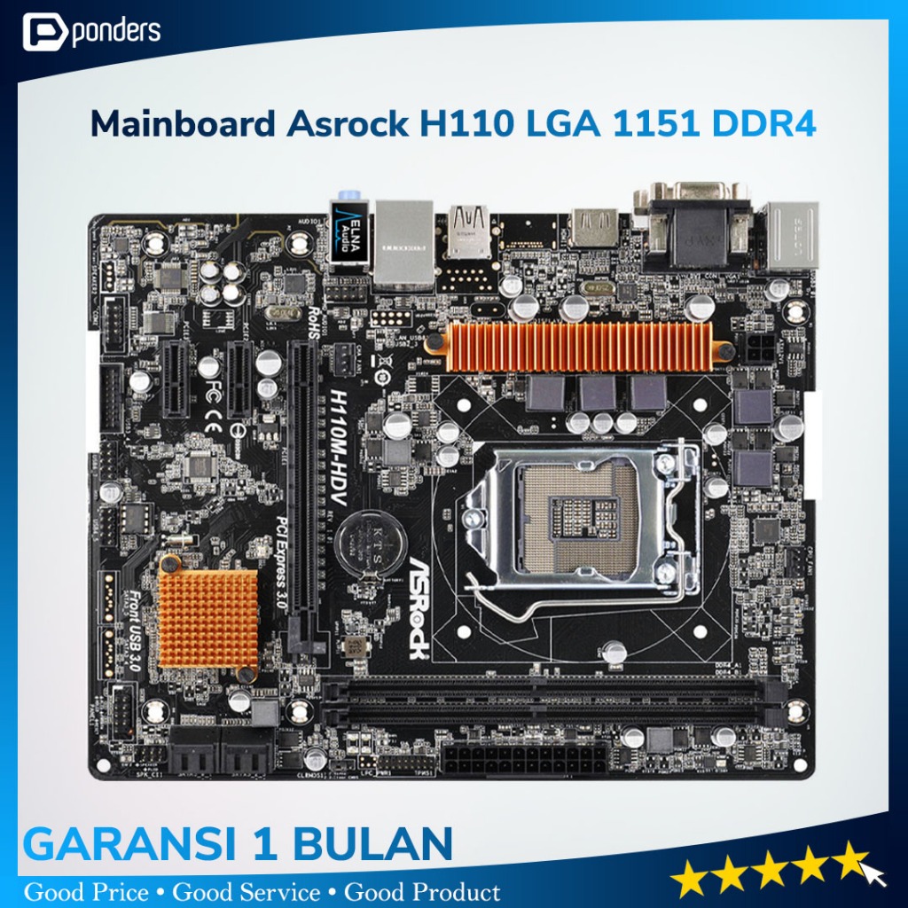 Jual Mainboard Intel H110 ASRock LGA 1151 DDR4 Support Gen6 & Gen7 ...