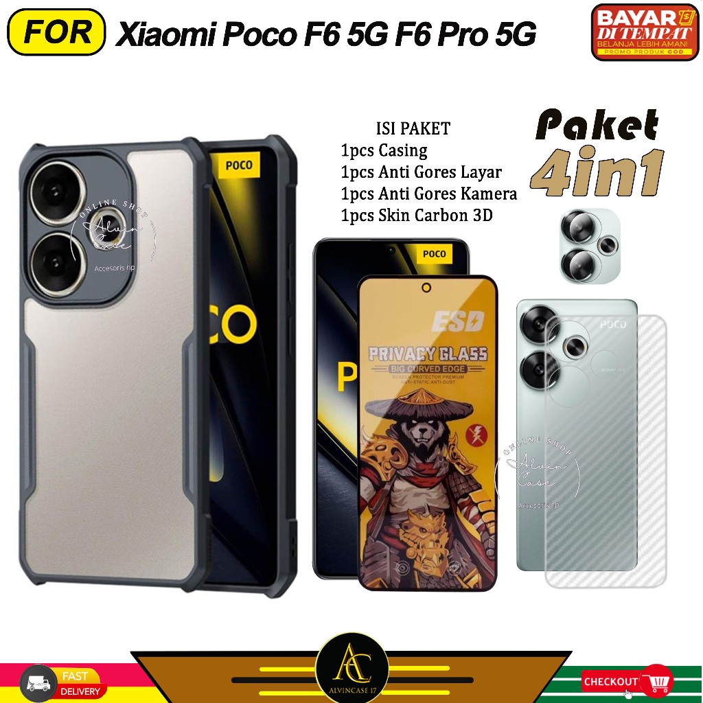 Jual Paket 4in1 Case Xiaomi Poco F6 5G F6 Pro 5G M6 Shockproof Casing ...