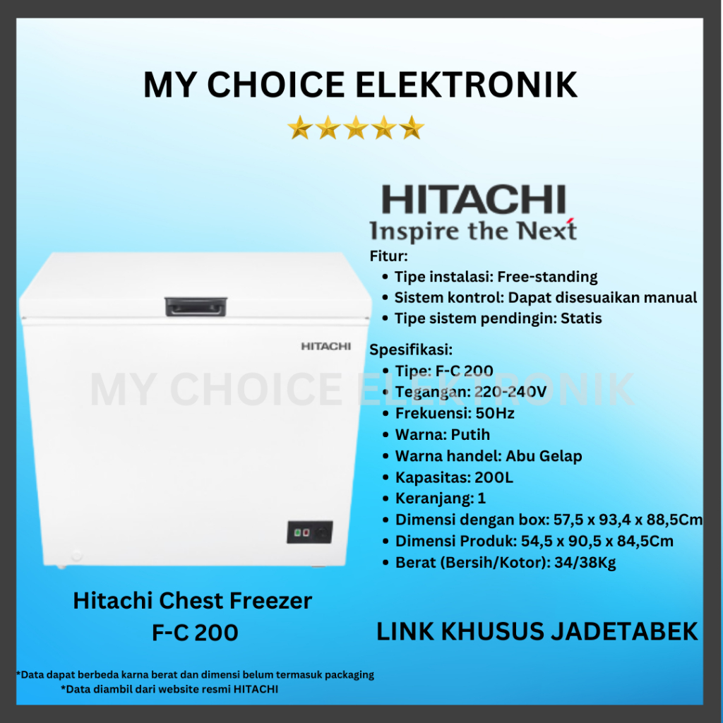 Jual HITACHI Chest Freezer F-C 200GD1 | F-C200GD1 (200L) | Shopee Indonesia