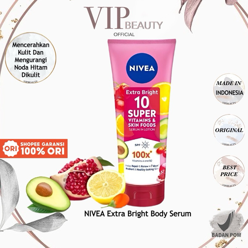 Jual NIVEA Extra Bright Body Serum 10 Super Vitamin & Skin Food ...
