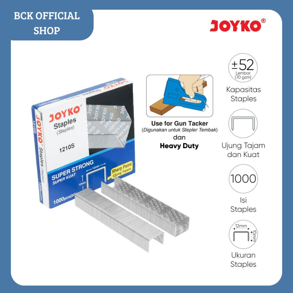 Jual Heavy Duty Staples Isi Stapler Refill Stapler 1210S Joyko (Dus ...