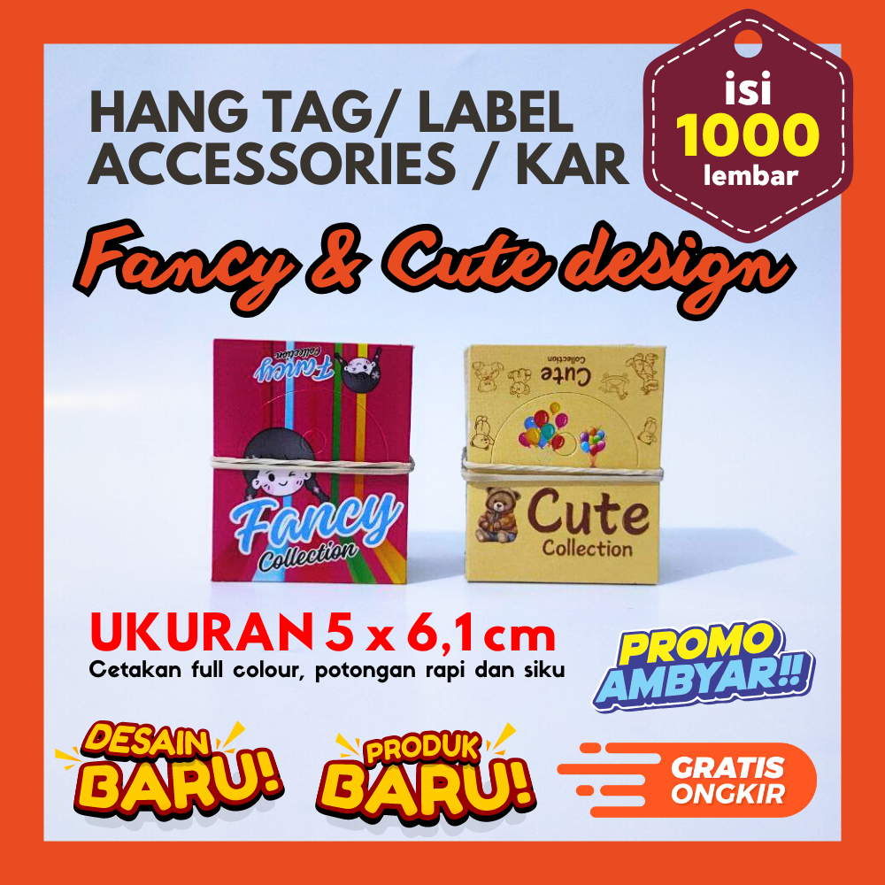 Jual (1000 lembar) HANG TAG Accessories / KAR, Fancy Cute Design ...