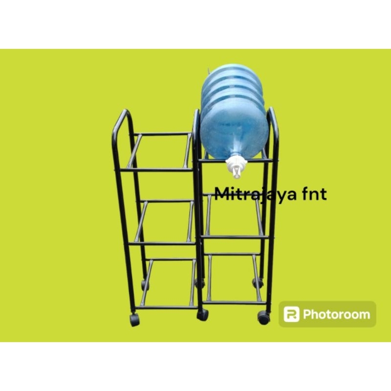 Jual rak galon 3 susun isi 6 galon pakai roda | Shopee Indonesia