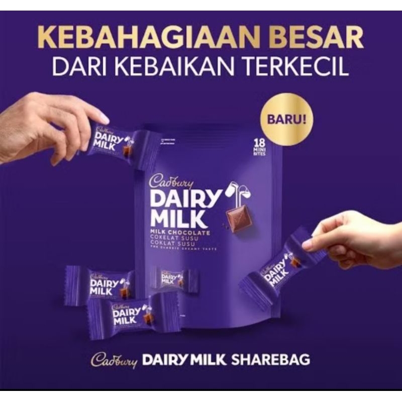 Jual Cadbury dairy milk Coklat Mini Bites sharebag isi 18 pcs | Shopee ...
