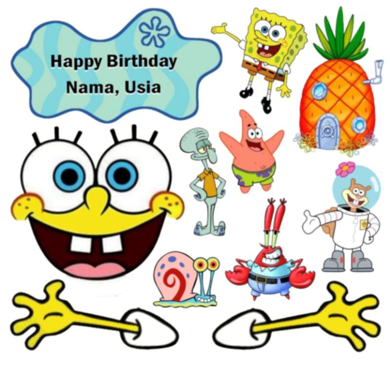 Jual Topper Cake Spongebob Gratis tambah nama, usia, foto/ hiasan kue ...