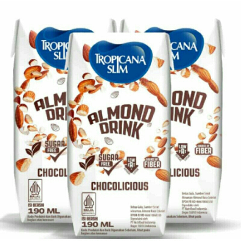 Jual TROPICANA SLIM ALMOND DRINK CHOCOLICIOUS 190ML-MINUMAN ALMOND COKELAT BEBAS | Shopee Indonesia