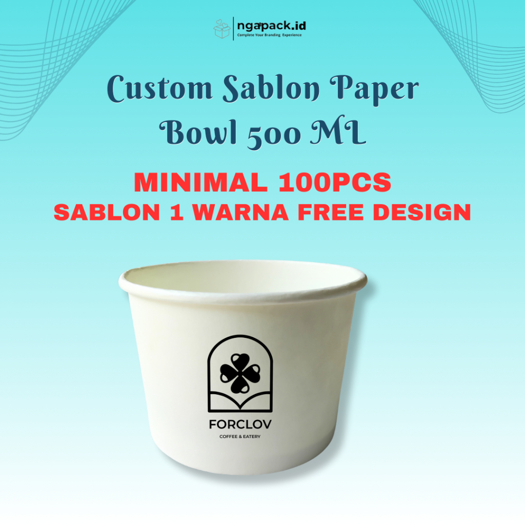 Jual CUSTOM SABLON PAPER BOWL UKURAN 500 ML (SABLON 1 WARNA FREE DESIGN ...