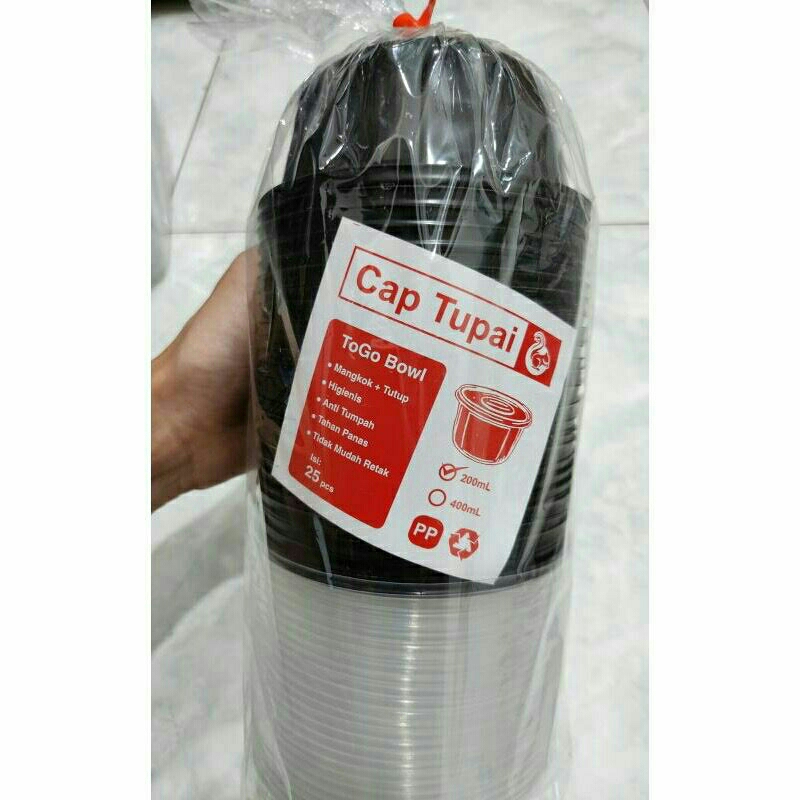 Jual Thinwall Cap Tupai Round Bowl Hitam 200 ml & 400ml + Tutup ( isi ...