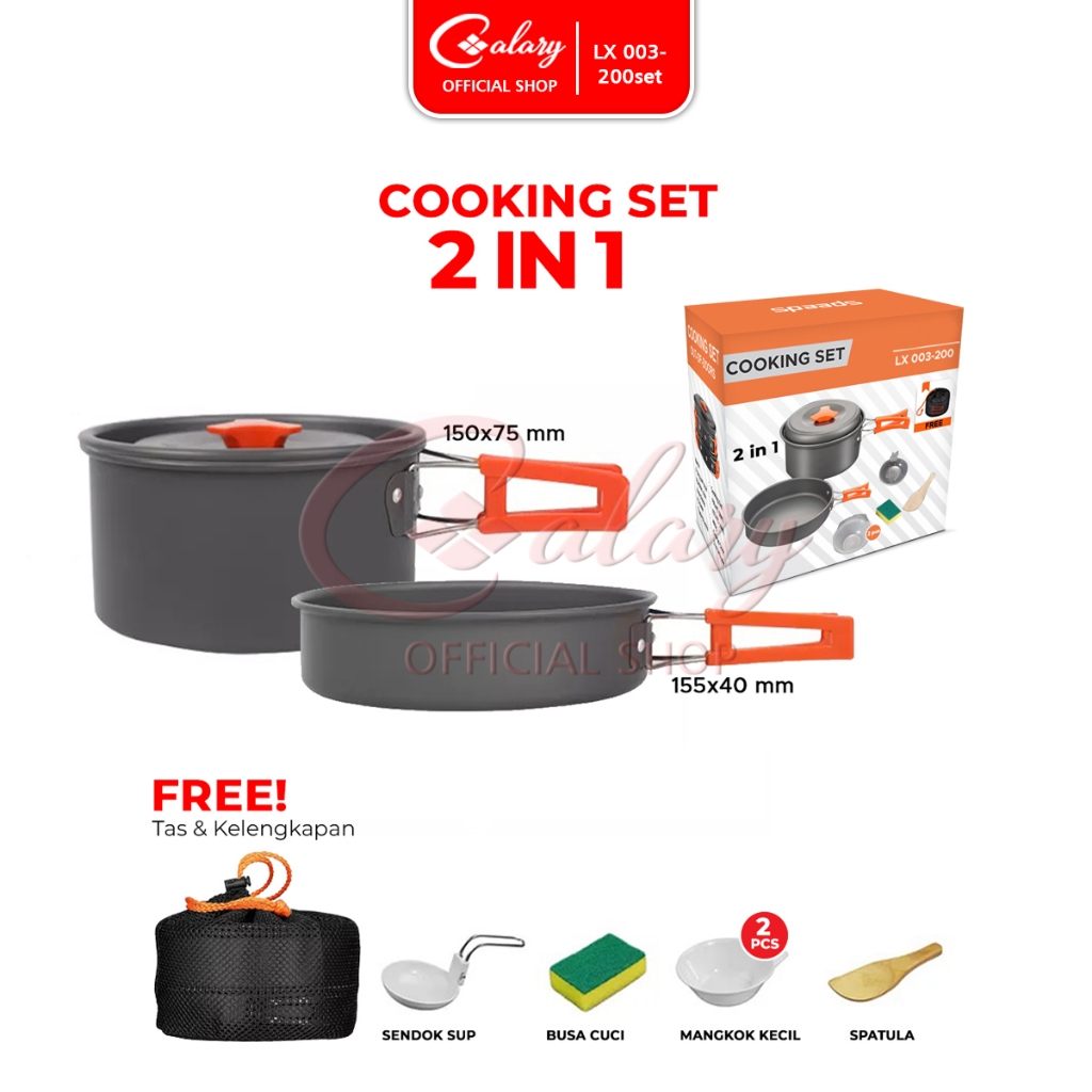 Jual 𝐂𝐀𝐋𝐀𝐑𝐘 Nesting Panci Camping 2in1 Piknik Portable Alat Masak ...