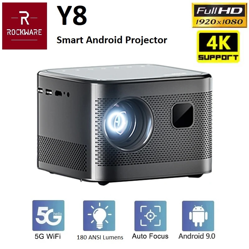 Jual ROCKWARE Y8 - Smart Android Projector 180 ANSI Lumens FHD 1080P ...
