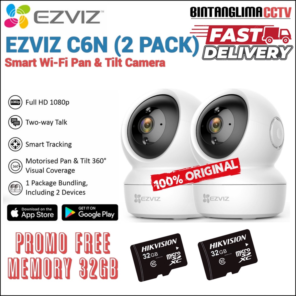 Jual Ezviz C6N 2MP 2 Pack Smart Wifi IP Camera Wifi Pan Tilt CCTV Indoor | Shopee Indonesia