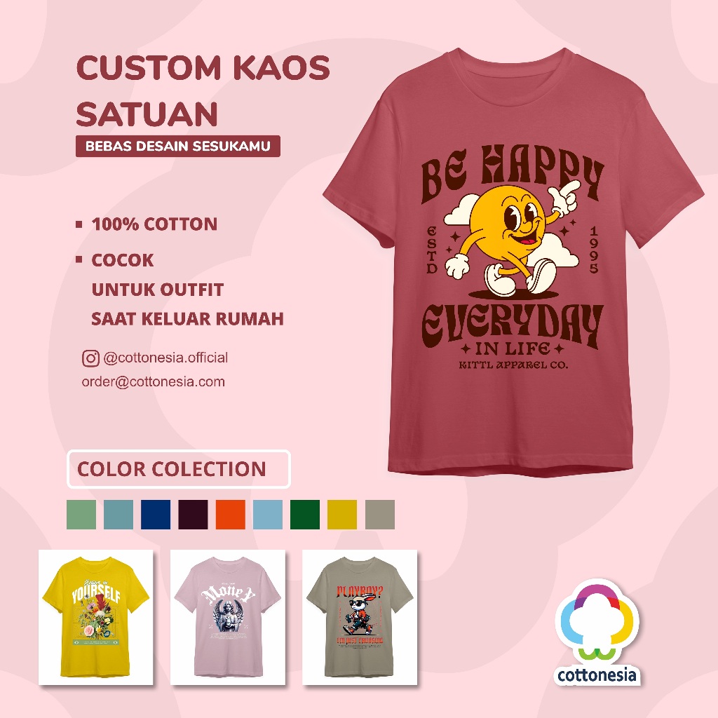 Jual CUSTOM KAOS PREMIUM DESAIN LOGO SATUAN BAHAN COTTON COMBED ...