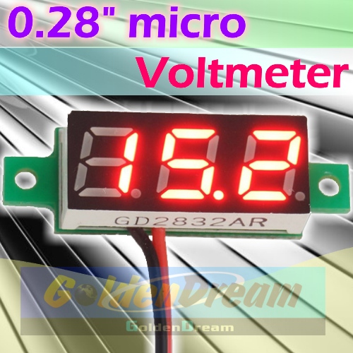 Jual Micro Voltmeter 4.5-30V DC 0.28" 2 Wire Volt meter Digital ...