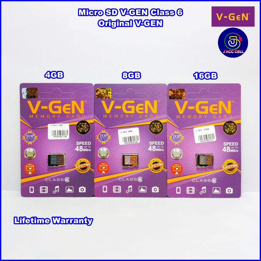 Jual Micro SD V-GEN 4GB, 8GB, 16GB Memori Card Vgen Class 6 Speed 48 MB ...