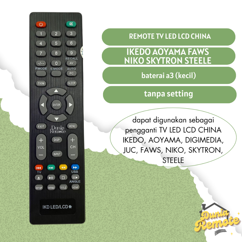 Jual Remote Remote TV IKEDO LED LCD FAWS AOYAMA JUC NIKO SKYTRON STEELE DLL | Shopee Indonesia
