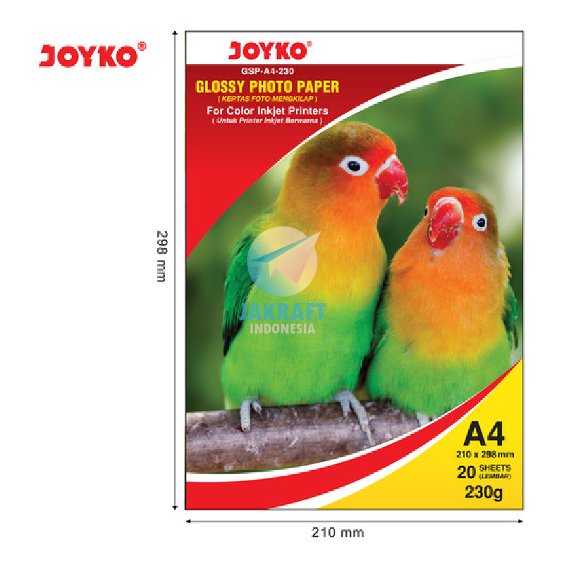Jual (20 Lembar) Kertas Foto A4 / 8R Tebal 230 Gsm Gram JOYKO GSP-A4 ...