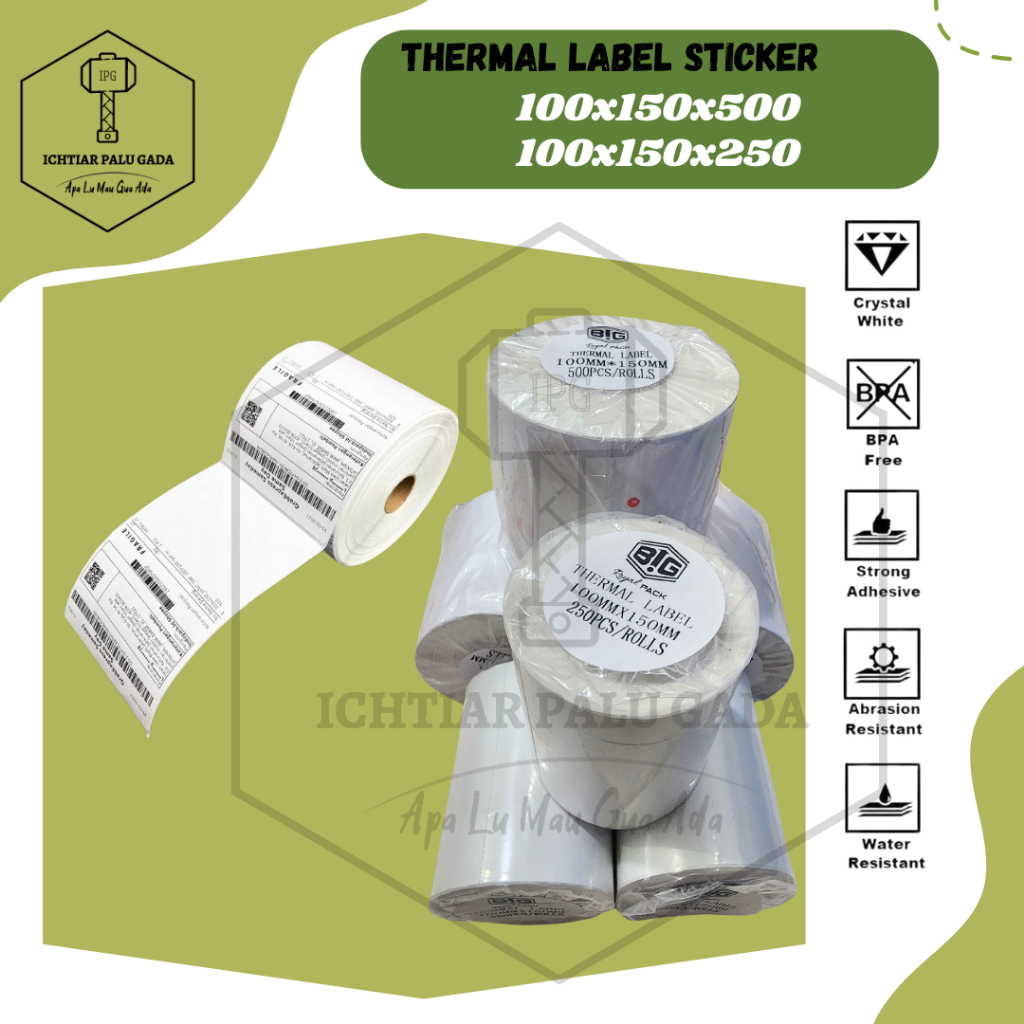 Jual Kertas Thermal Label Sticker 100x150 250/500 Lembar Ukuran A6 ...