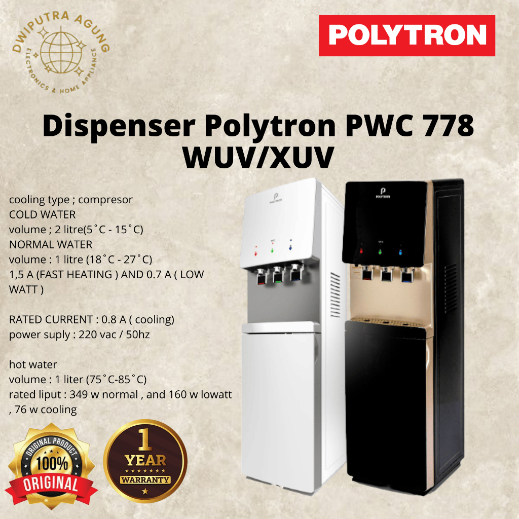 Jual DISPENSER GALON BAWAH POLYTRON PWC778 PWC 778 PWC-778 WUX / XUV ...