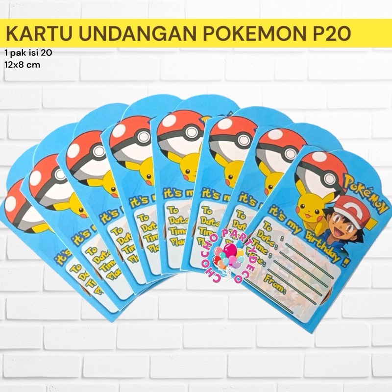 Jual Kartu Undangan Ulang Tahun POKEMON P20 Isi 20 pc / Kartu Undangan ...