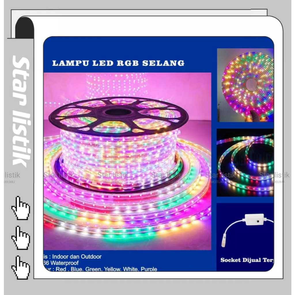 Jual LAMPU LED STRIP ROPE LED 3528 220v(1m~100m) RGB IP66 METERAN 6 ...