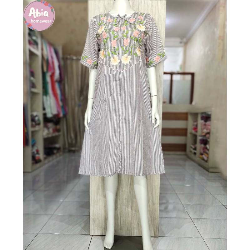 Jual Daster Katun Jepang Bordir Khas Malang - Busui Friendly (Abu-Abu ...