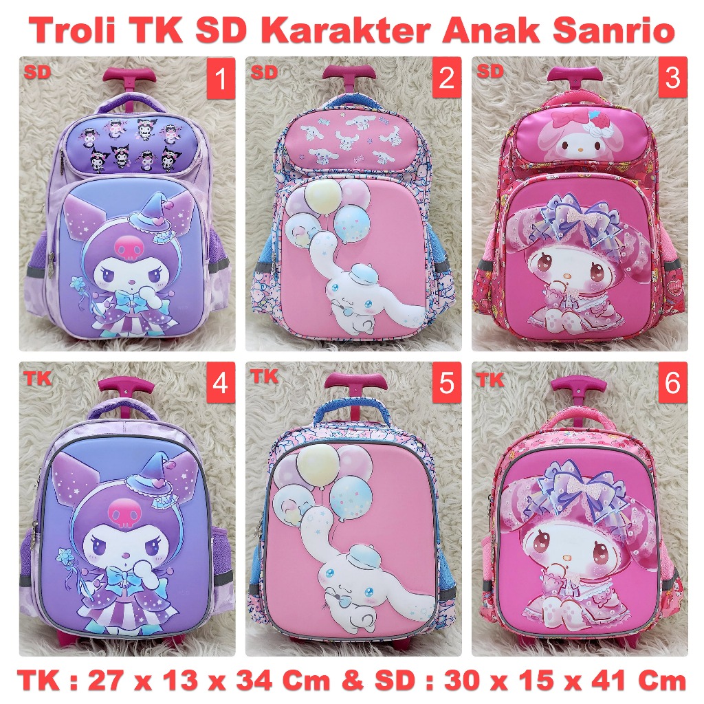 Jual Tas Koper Anak SD TK Karakter Anak H72016 H72013 Kuromi Sanrio ...