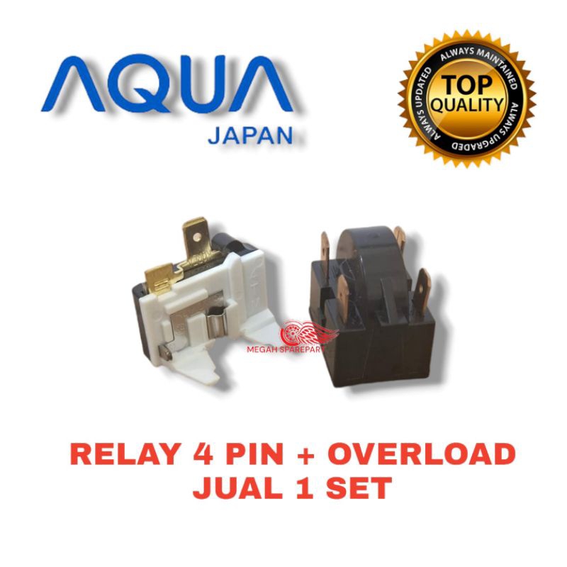Jual Set Relay 4 pin + PTC overload kulkas AQUA JAPAN 1/2 Pintu ...